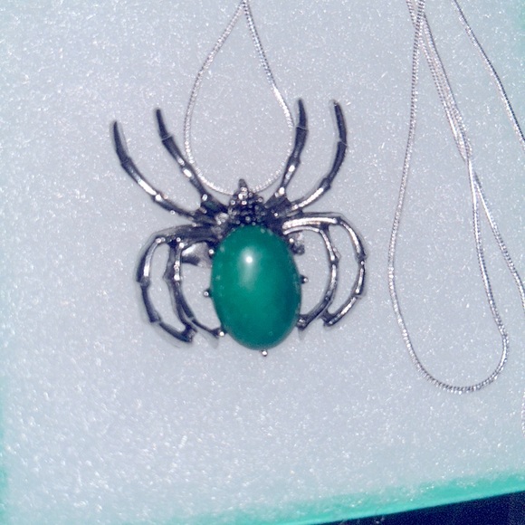 Hand Crafted | Jewelry | Gothic Jade Crystal Spider Silver 3 Neck ...